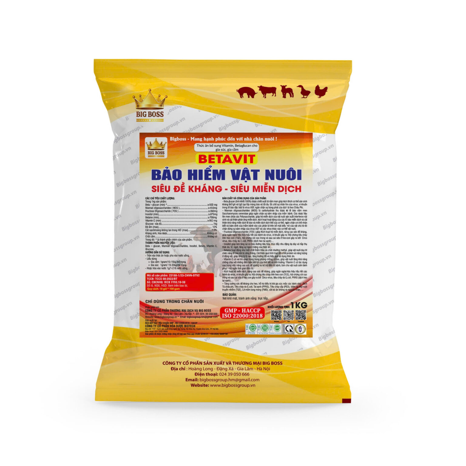 BETAVIT - BẢO HIỂM VẬT NUÔI. 1KG - Thuốc Thú Y Big Boss